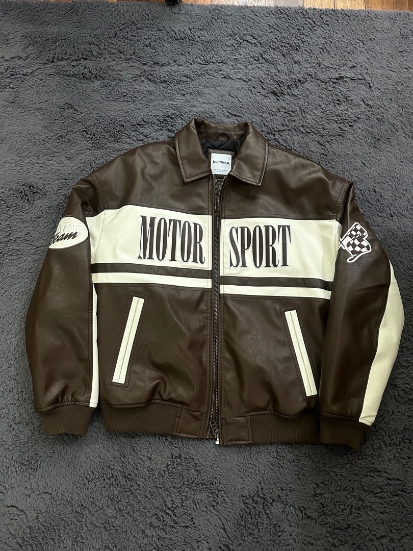 Motor Sport Leather varsity jacket, Men's Fashion, Coats, Jackets and ...