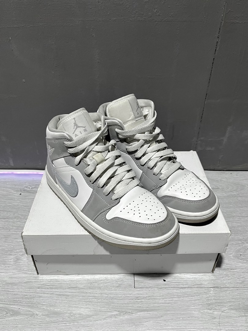 Nike Air Jordan 1 Mid Wolf Grey Aluminum (BQ6472-105) 7.5W, Men's ...