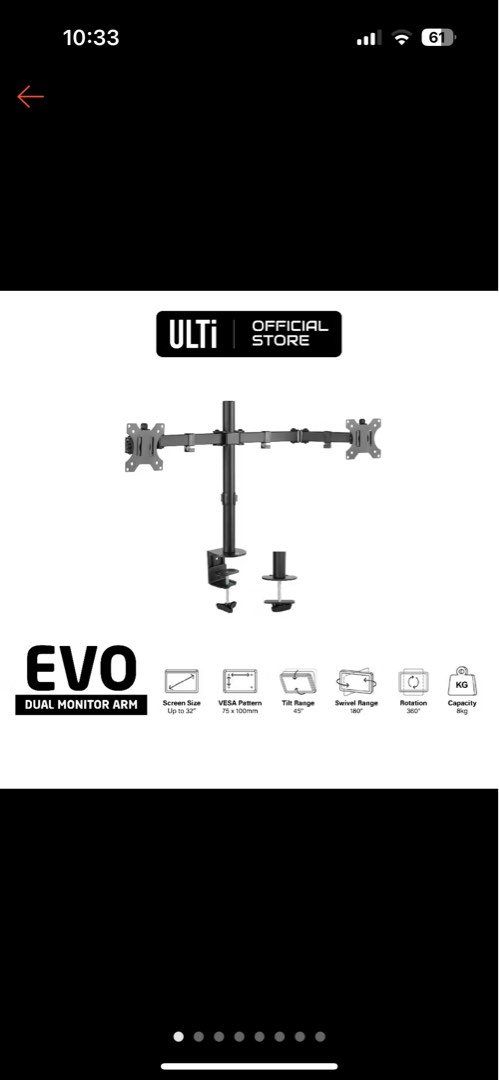 ULTI Evo Dual Monitor Desk Mount Stand, Computers & Tech, Parts ...