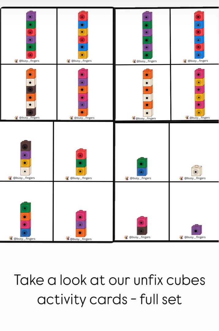Unifix cubes activity cards, Hobbies & Toys, Toys & Games on Carousell