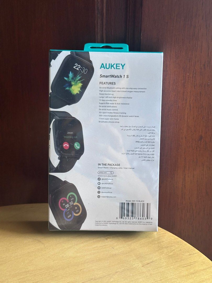 AUKEY smartwatch 1s, Mobile Phones & Gadgets, Wearables & Smart Watches ...