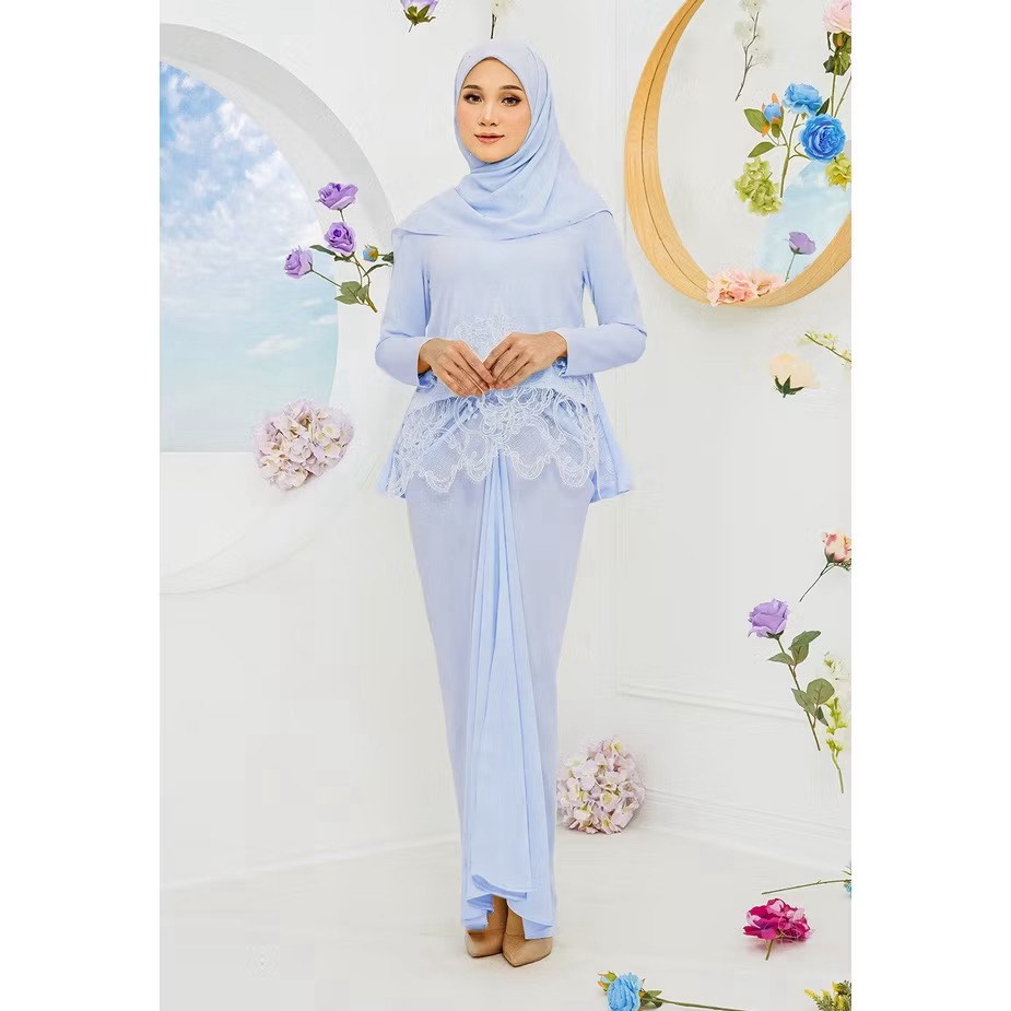 Azuredzua Anum pario in pastel blue, Women's Fashion, Muslimah Fashion ...
