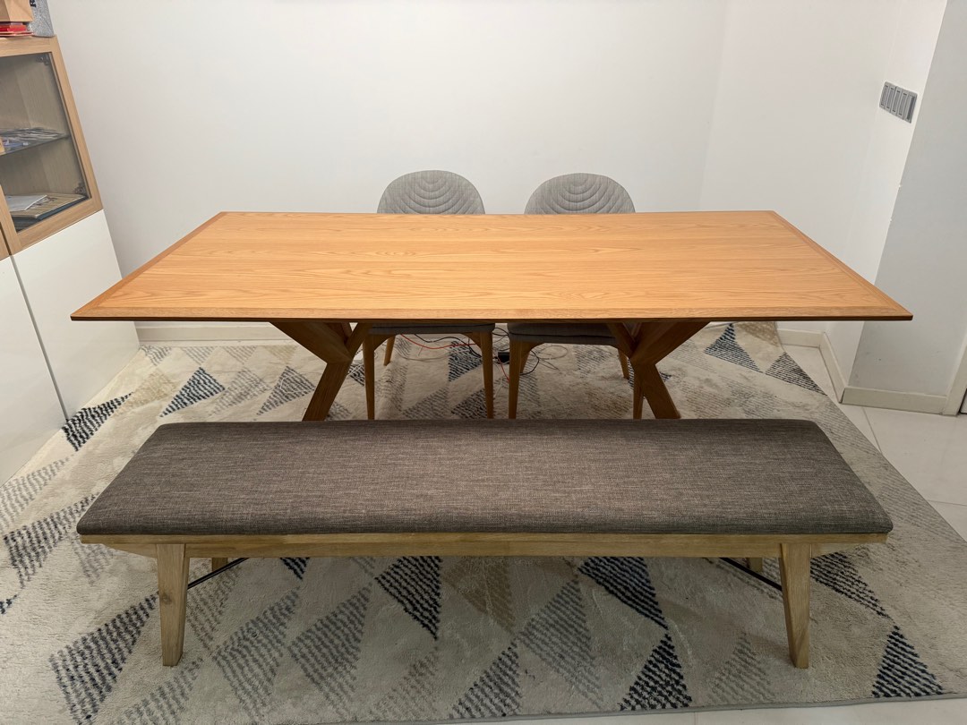 Casterly Dining Table 2 chairs and bench, Furniture & Home Living ...