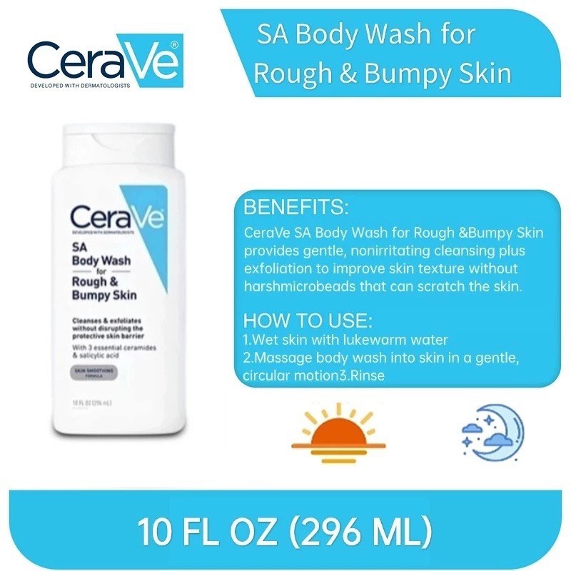 CeraVe SA Body Wash for Rough and Bumpy Skin, Beauty & Personal Care ...