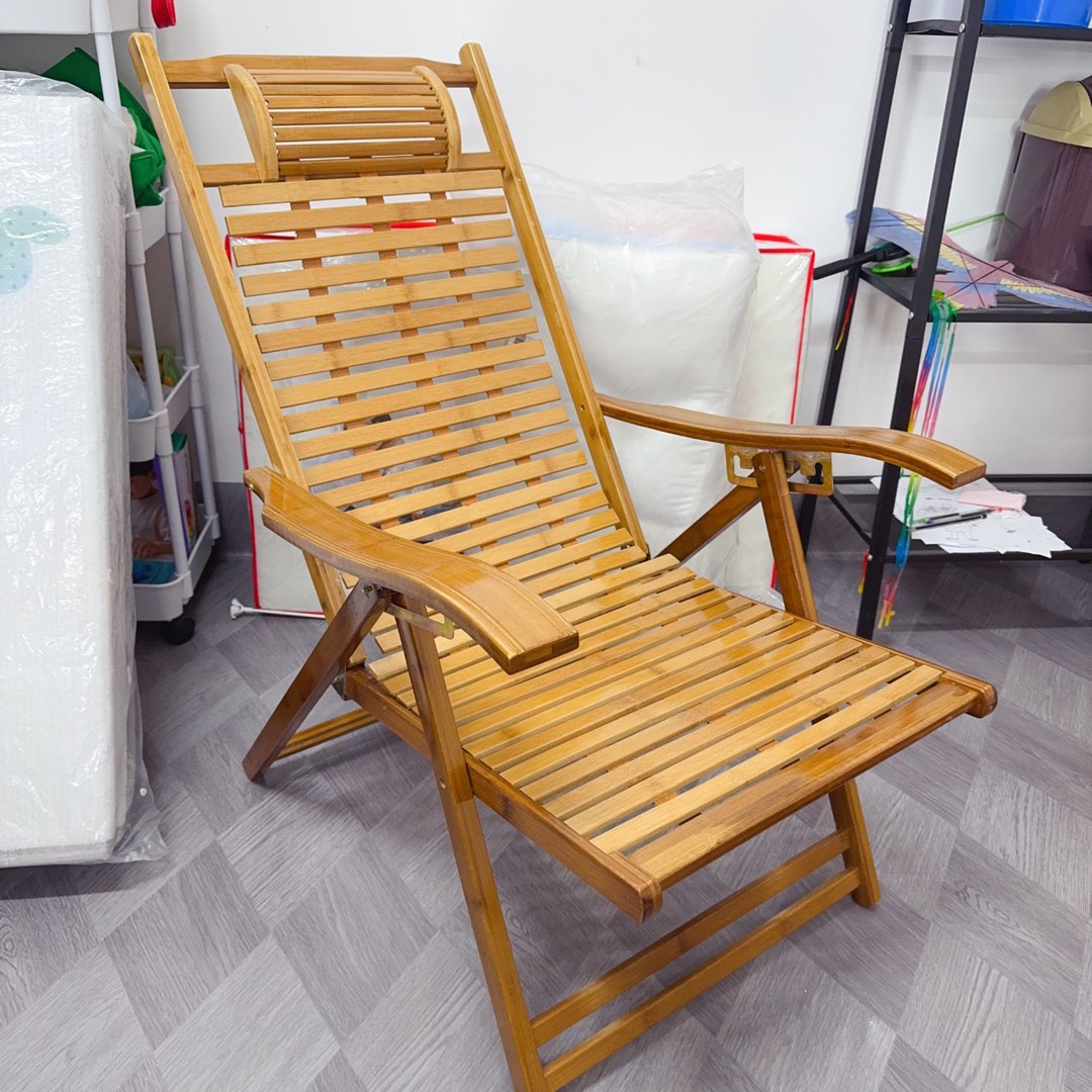 Foldable Bamboo Lazy Chair Adjustable Kerusi Malas Rotan Buluh ...