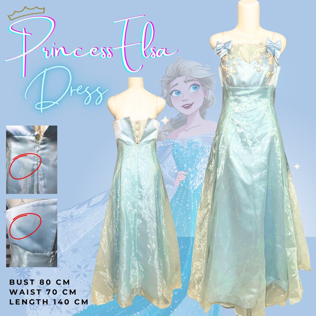 Gaun Princess Elsa - BIRU MUDA BUNGA- DEFFECT - ANAK 11 12 tahun SMP ...