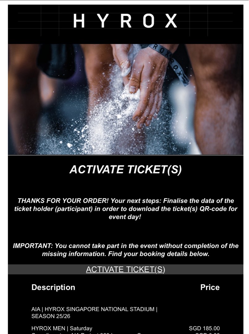 Hyrox SG Men Single Open - 28 June, Tickets & Vouchers, Event Tickets ...