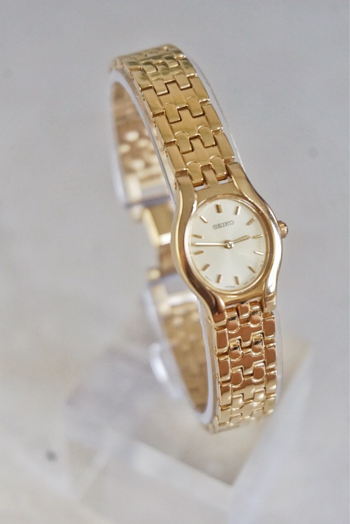 SEIKO Vintage Watch Gold Chain Bracelet Oval Dial, Women's Fashion ...