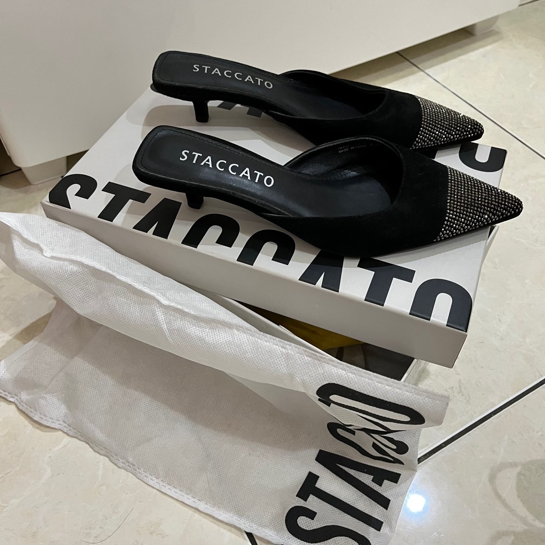 Staccato Slip On Sepatu/Sandal Kondangan Heels Pendek, Fesyen Wanita ...