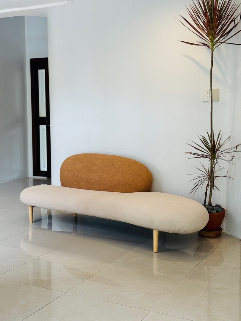 Vintage Isamu Noguchi Freeform sofa canvas fabric two tone couch two 2 ...