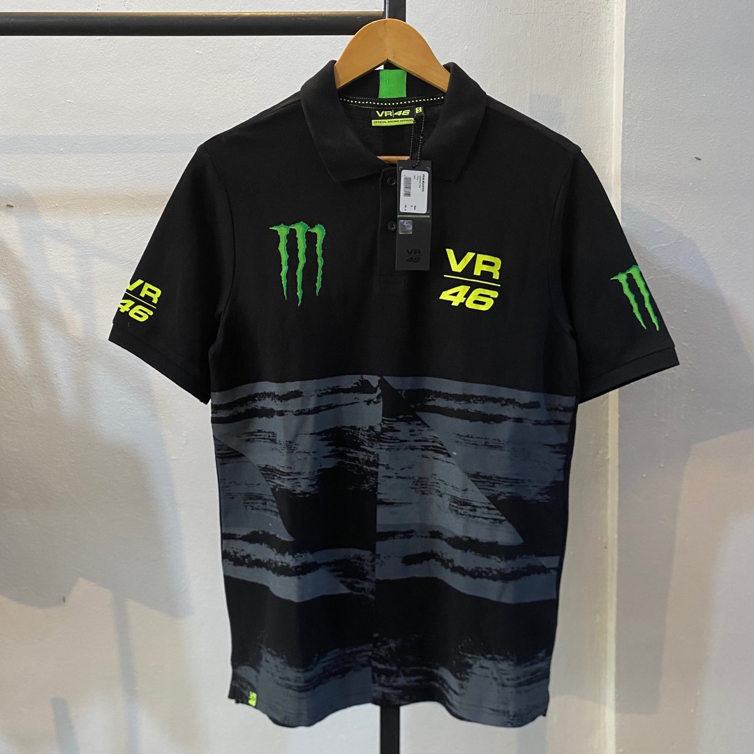 VR46 Valentino Rossi Monster Energy Polo shirt, Fesyen Pria, Pakaian ...