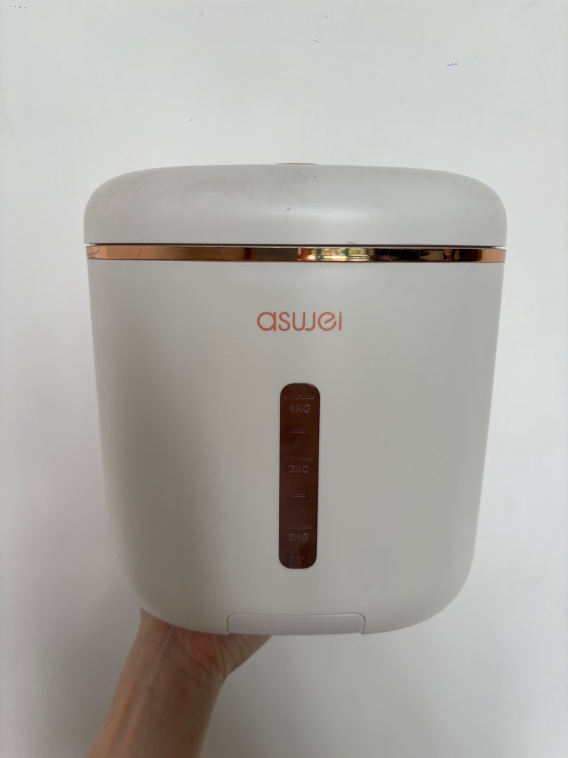 White Rose Gold Rice Container 5kg Fully Sealed Kitchen Storage Rice ...