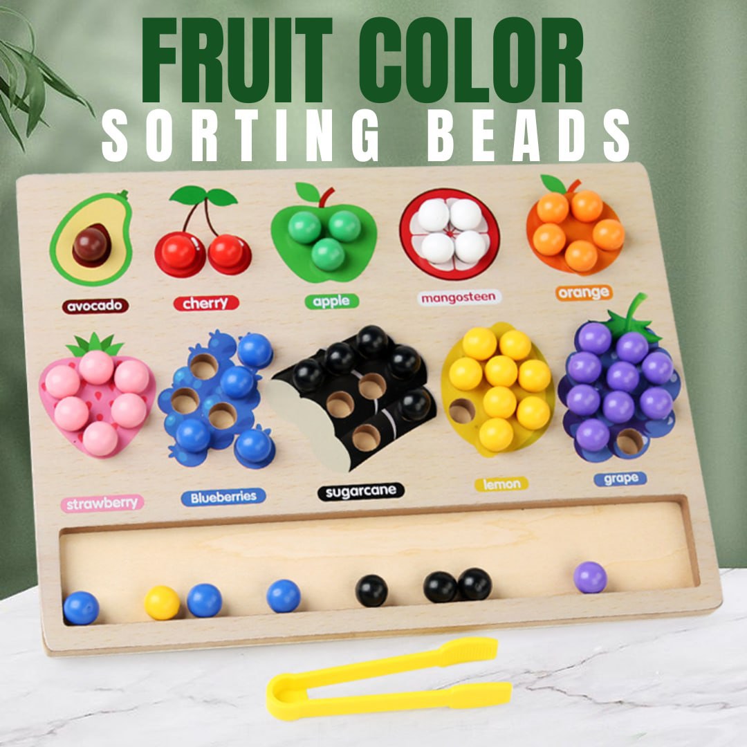Wooden Fruit Color Sorting Beads, Hobbies & Toys, Toys & Games on Carousell