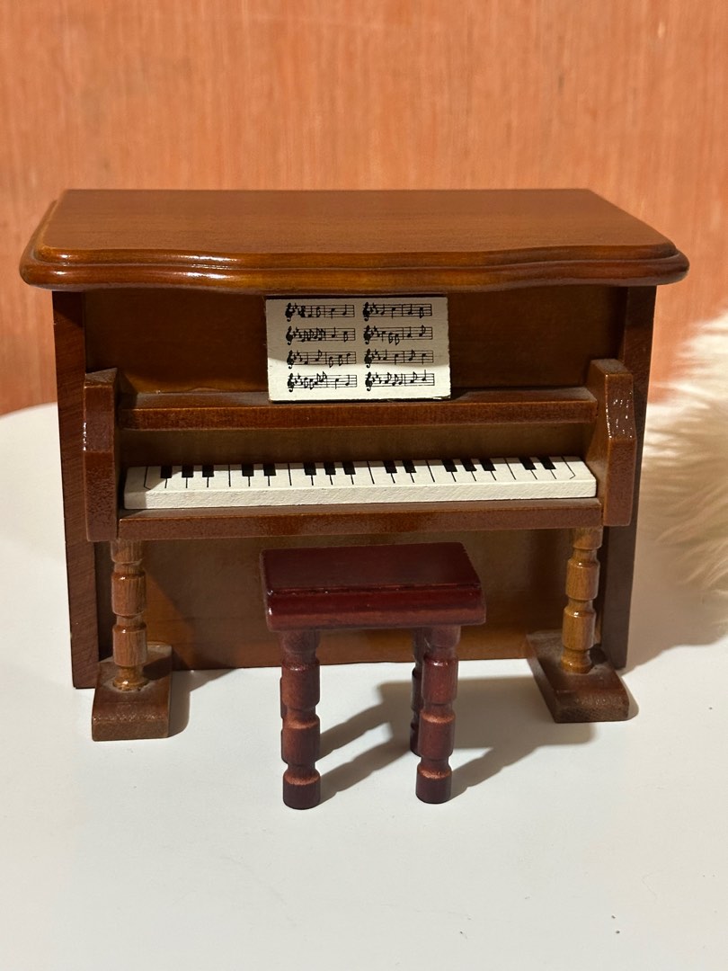 Wooden piano-shaped music box with jewelry case, Hobbies & Toys, Music ...