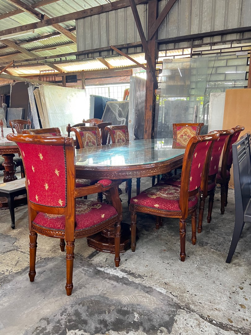 8 SEATER JATI DINING SET, Furniture & Home Living, Furniture, Tables ...