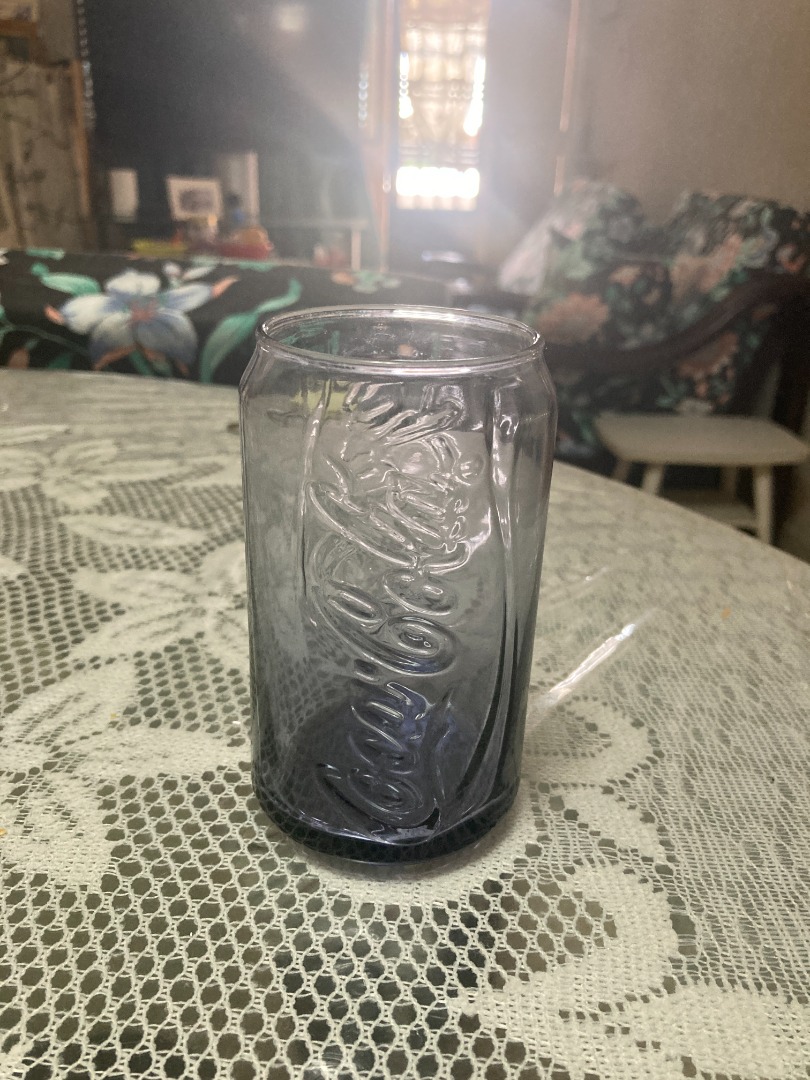 Coca-Cola Coke Can Shaped Clear Glass Drinking Cup, Furniture & Home ...