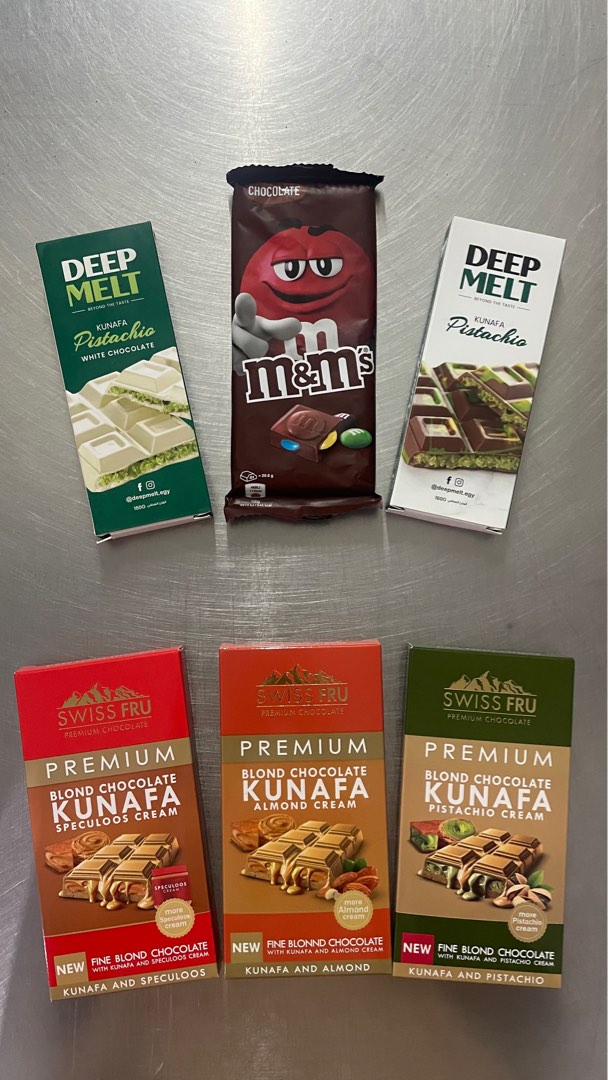 coklat kunafa berbagai variant rasa, m&m bar, deep melt swiss fru ...