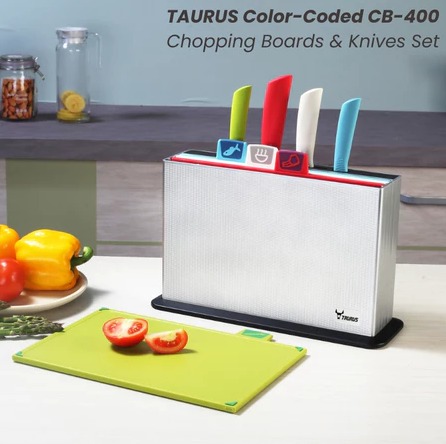 Color-Coded Chopping Boards Set with Coordinated Knives, Furniture ...
