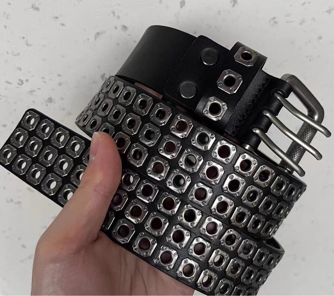 COWHIDE LEATHER REWORKED BELT VINTAGE OPIUM GOTHIC FASHION, Men's ...
