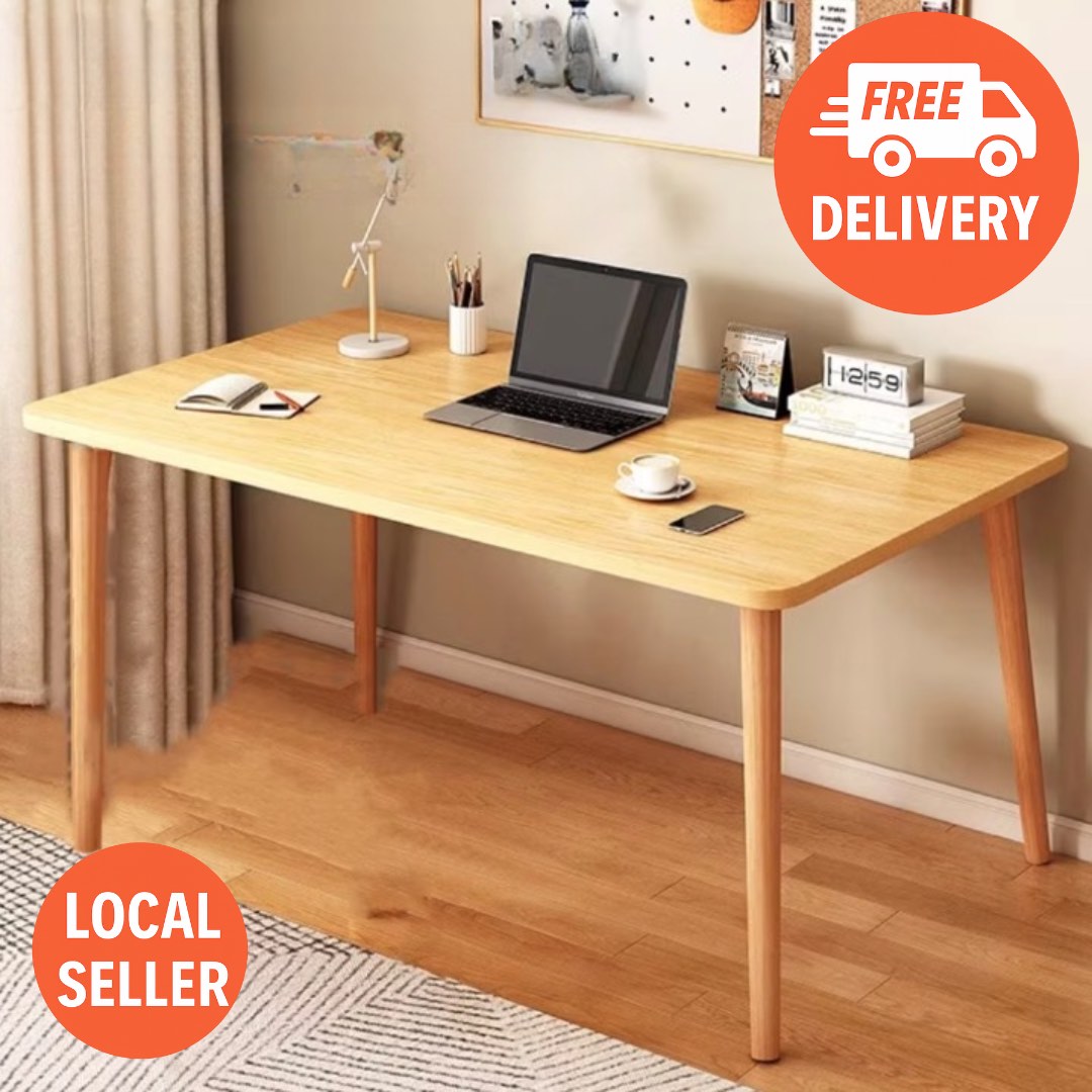 [FREE DELIVERY] Minimalist Study Writing Desk | Wood Surface Laptop ...