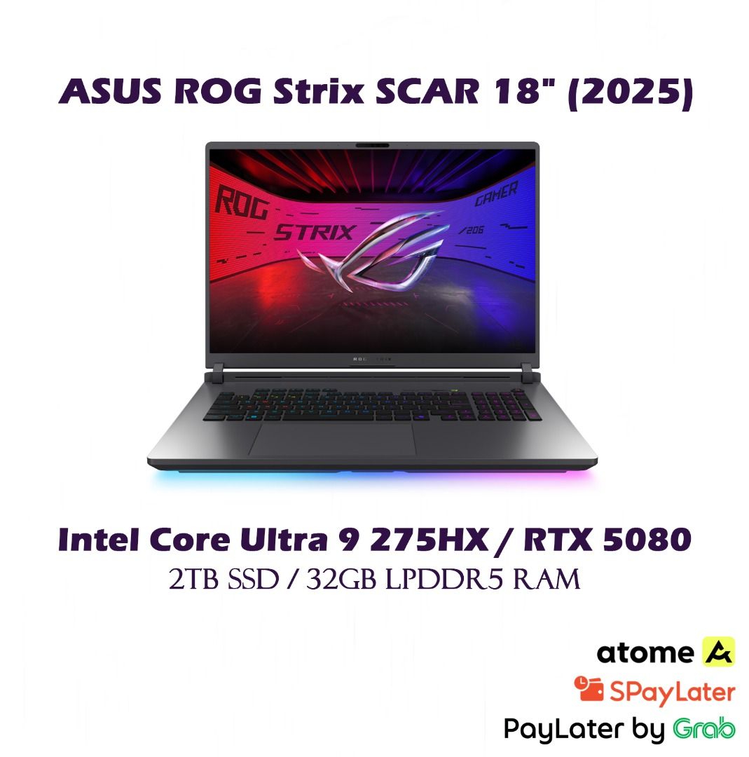 [Grey/Black] 2TB SSD ASUS ROG Strix Scar (2025) Gaming Laptop - Intel ...