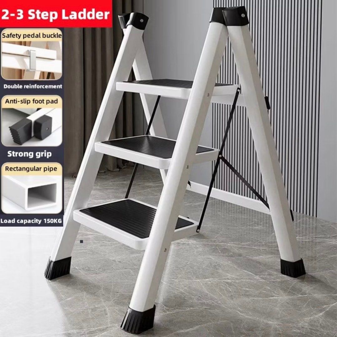 Indoor Folding Step Ladder Stool | Heavy Duty 3 Step Climb Ladder ...