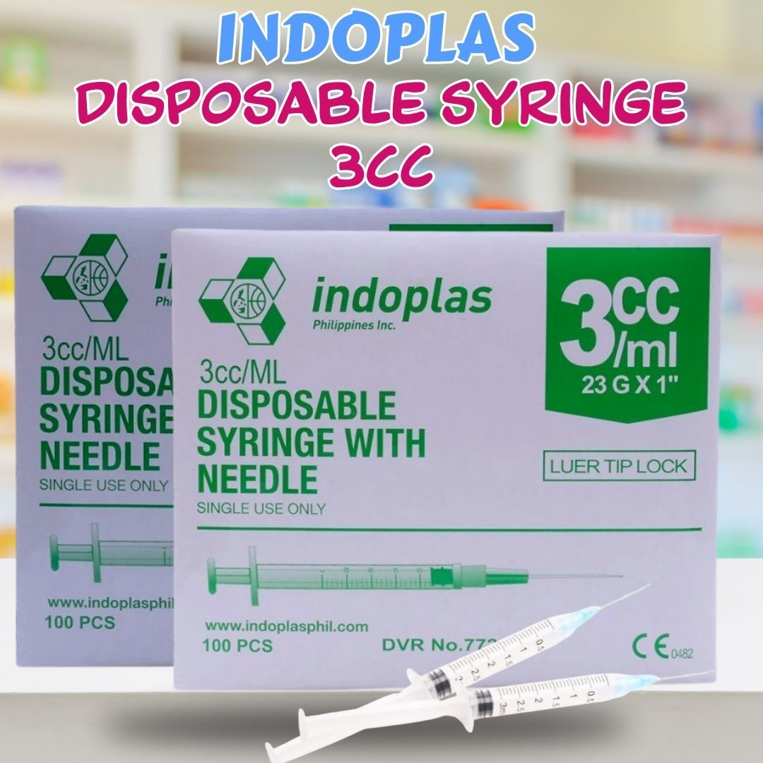 INDOPLAS DISPOSABLE SYRINGE 3CC 100 PCS PER BOX, Health & Nutrition ...