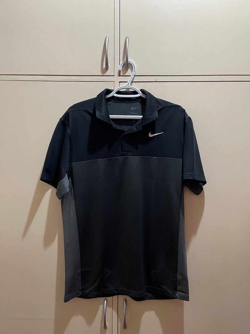 NIKE GOLF Dri-Fit Two-Tone (Black/Gray)(Large), Men's Fashion, Tops ...