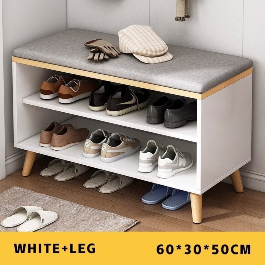 Padded Shoe Rack Bench | Shoe Shelf Seat With Storage | Sitting Bench ...