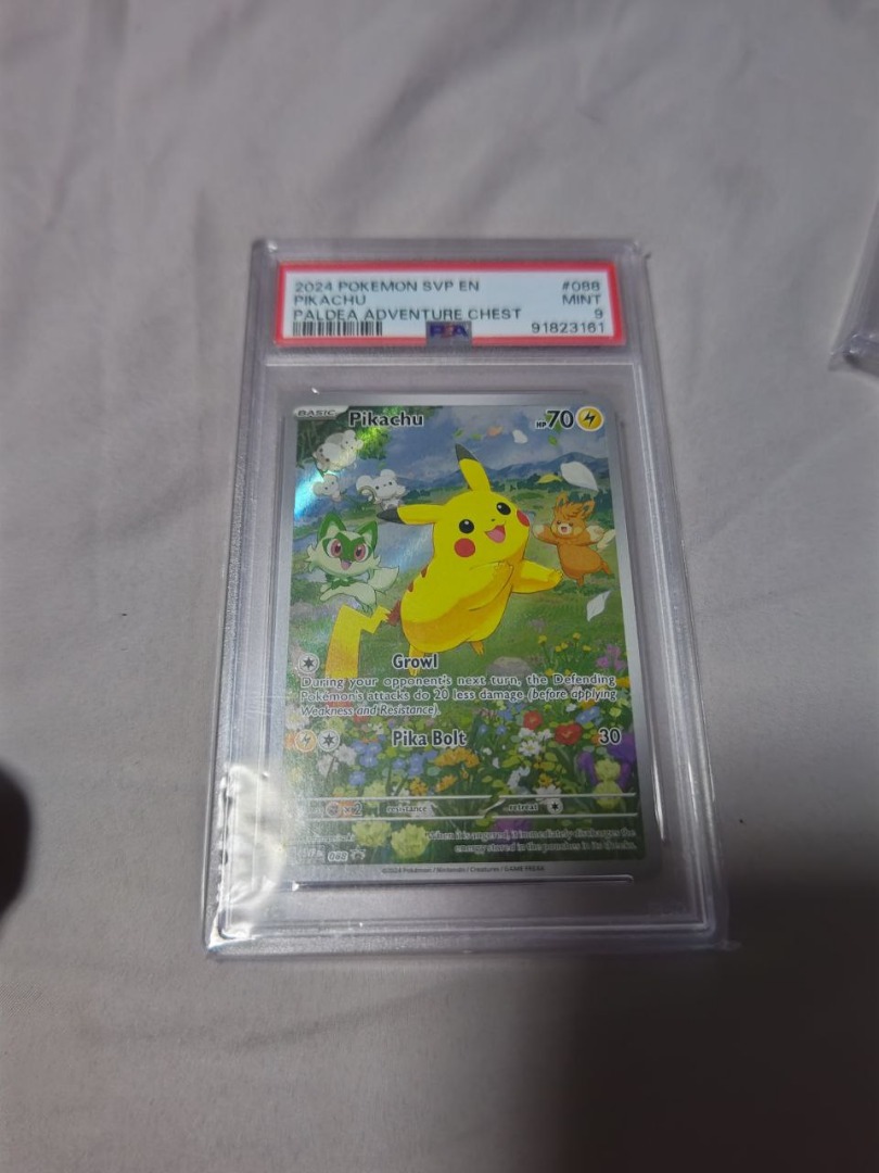 PSA 9 2024 pikachu paldea adventure chest promo, Hobbies & Toys, Toys ...
