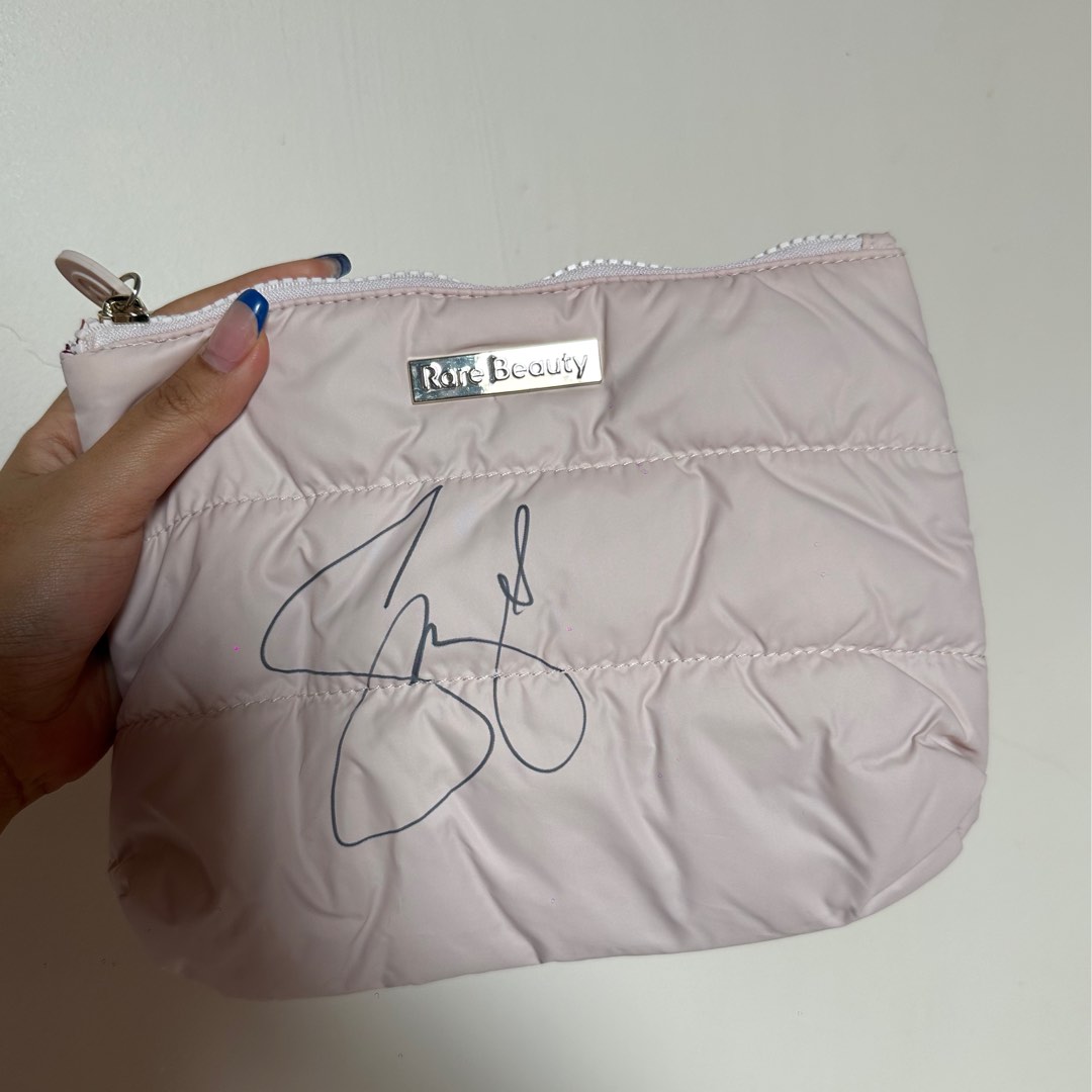 Rare beauty Selena Gomez signed Makeup Pouch, Women's Fashion, Bags ...