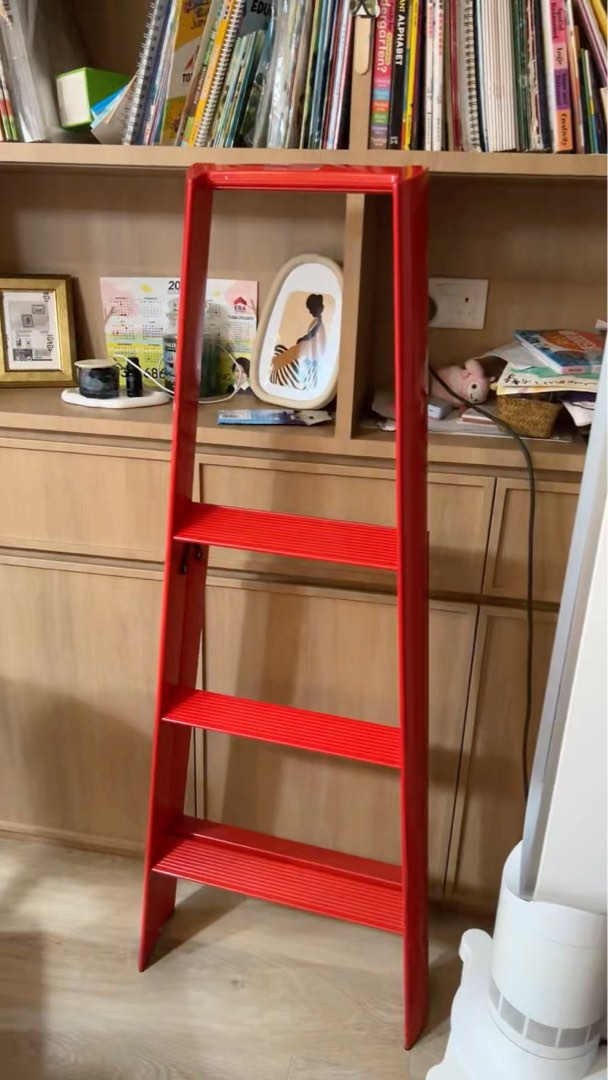 Red Step Ladder 3 Steps, Furniture & Home Living, Home Improvement ...