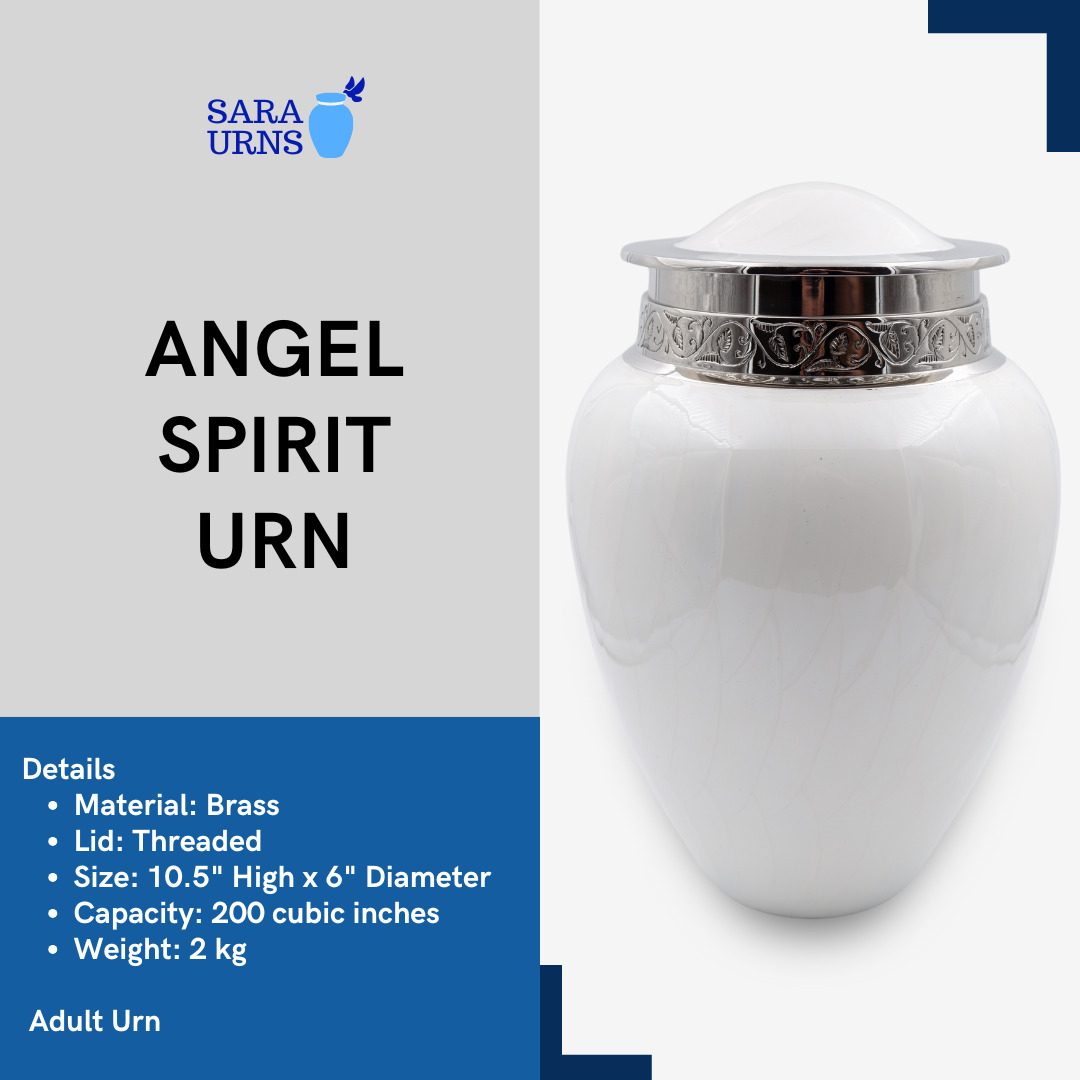 [saraurnsph] Angel Spirit Brass Urn Metal Urn Cremation Urn Jar White ...