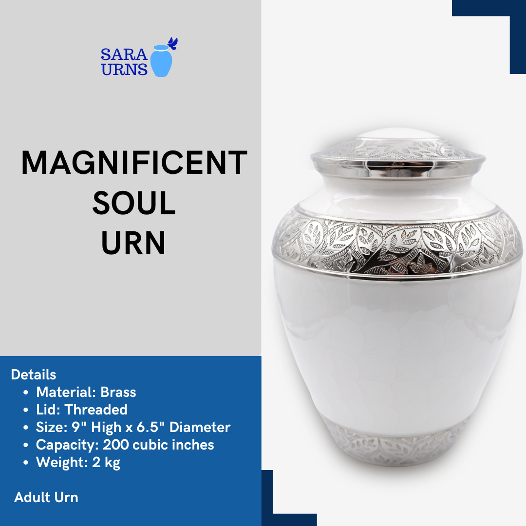 [saraurnsph] Magnificent Soul Brass Urn Metal Cremation Urn Jar White ...