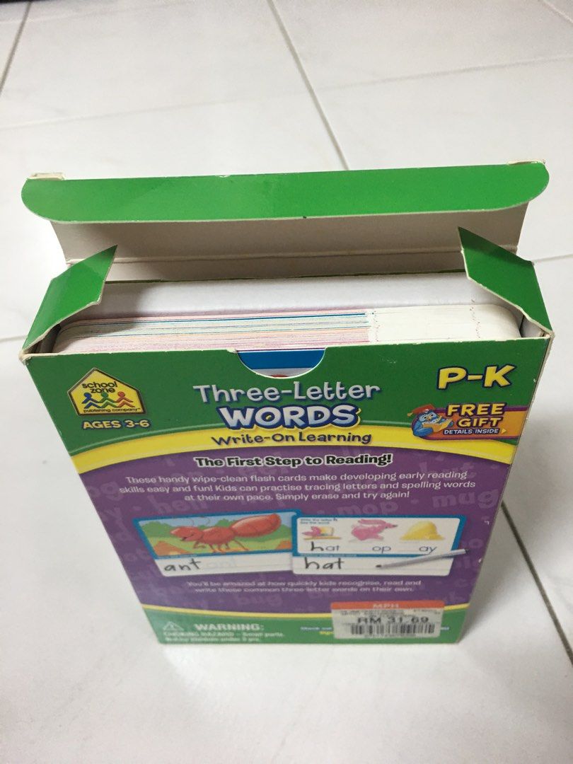 School Zone Three-letter Words Wipe-Clean Flash Cards, Hobbies & Toys ...