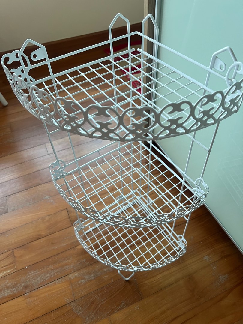 Three layer white metal rack, Furniture & Home Living, Outdoor ...
