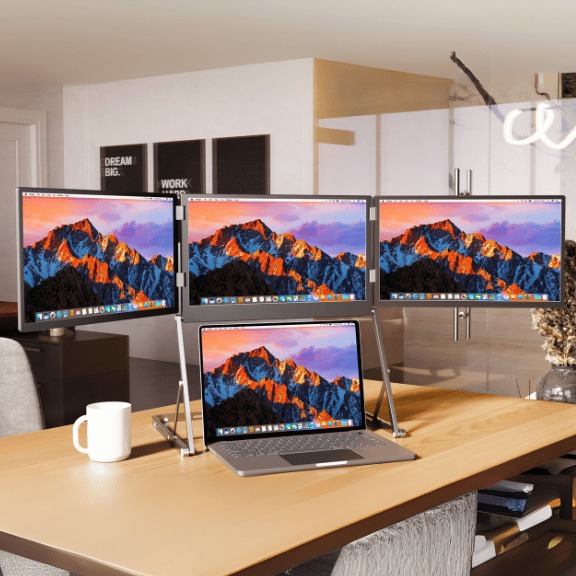 TriCreate 便攜式 15.6 吋外接三屏幕｜專利內建支架 X 360度可調節, 電腦＆科技, 電腦周邊及配件, 電子屏幕 ...