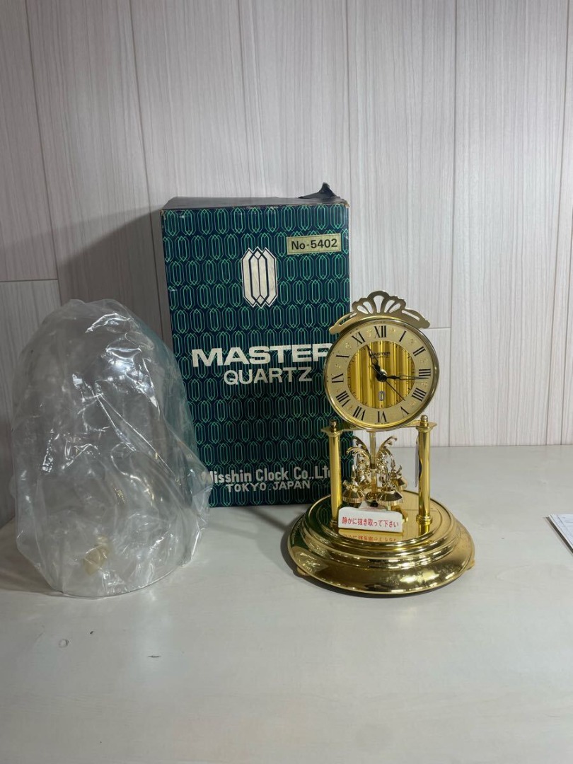 Unused MASTER QUARTZ rotating clock with glass dome, Furniture & Home ...