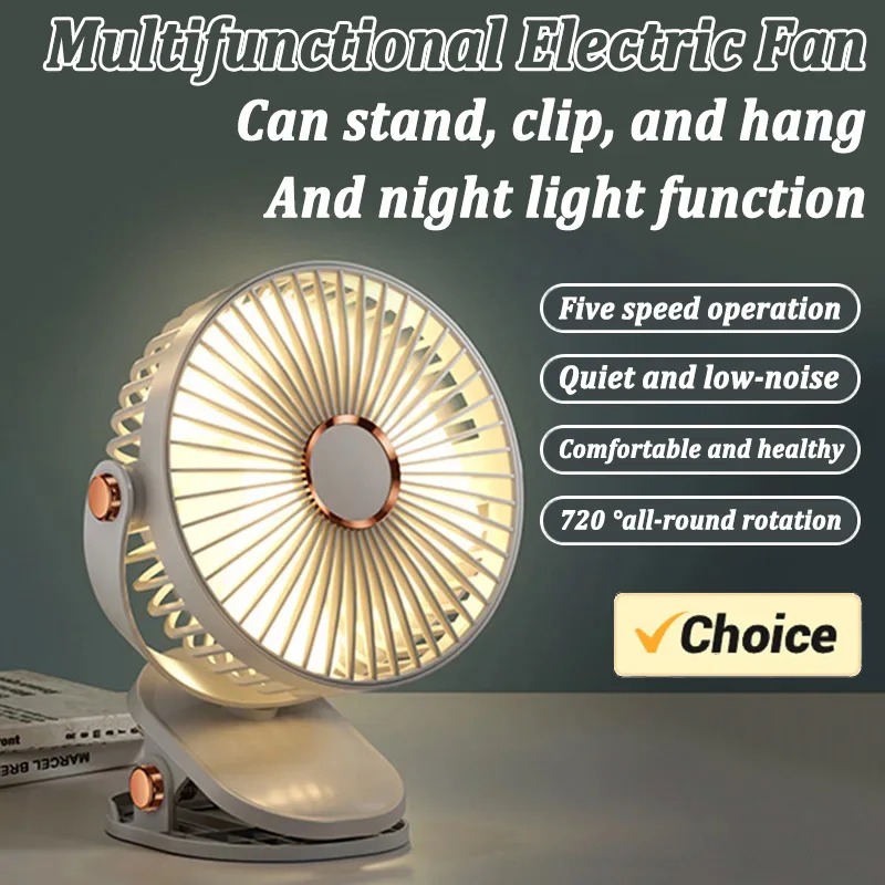 USB Rechargeable Table Fan Clip-on Type Portable Mini Desk Fan 360 ...