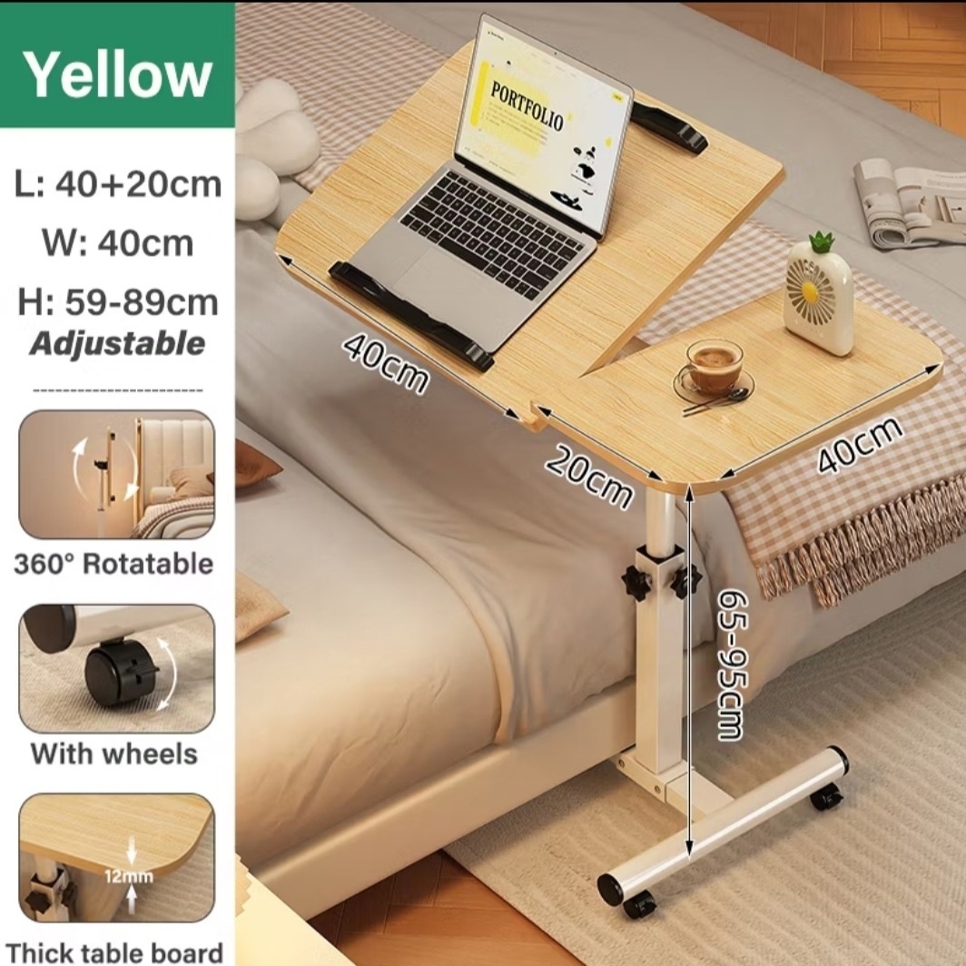 Adjustable Side Table | Laptop Bedside Table | Rolling Bedside Desk ...