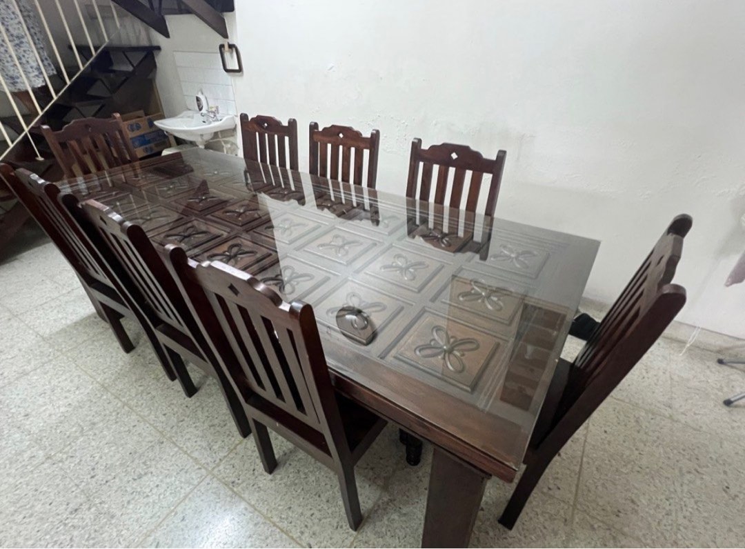 Balinese Teak Dining Table Set (8 seater), Furniture & Home Living ...