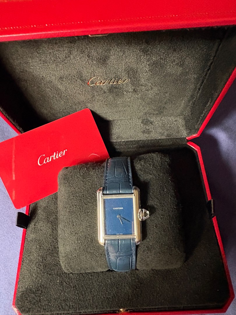 Cartier Tank Must Blue WSTA0055 (Large), Luxury, Watches on Carousell