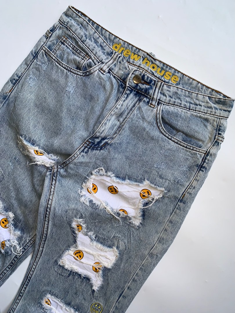 Drew House Ripped Jeans, Men's Fashion, Bottoms, Jeans on Carousell