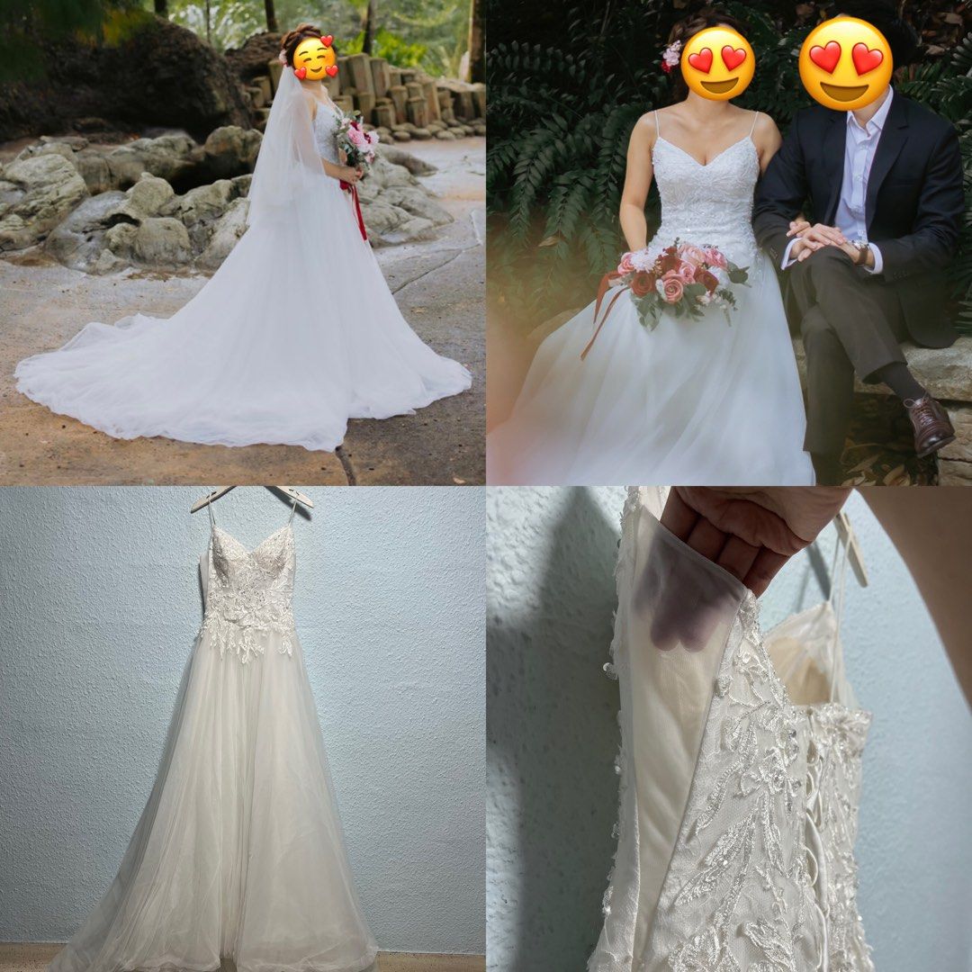 Fleur D'sign A Line Wedding Gown, Women's Fashion, Dresses & Sets ...