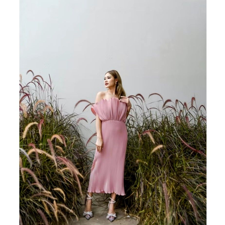 GAUN DRESS PESTA SCARLETTERTW PLISKET PINK NOT MARVEILE OCHA WEAR MISSE ...