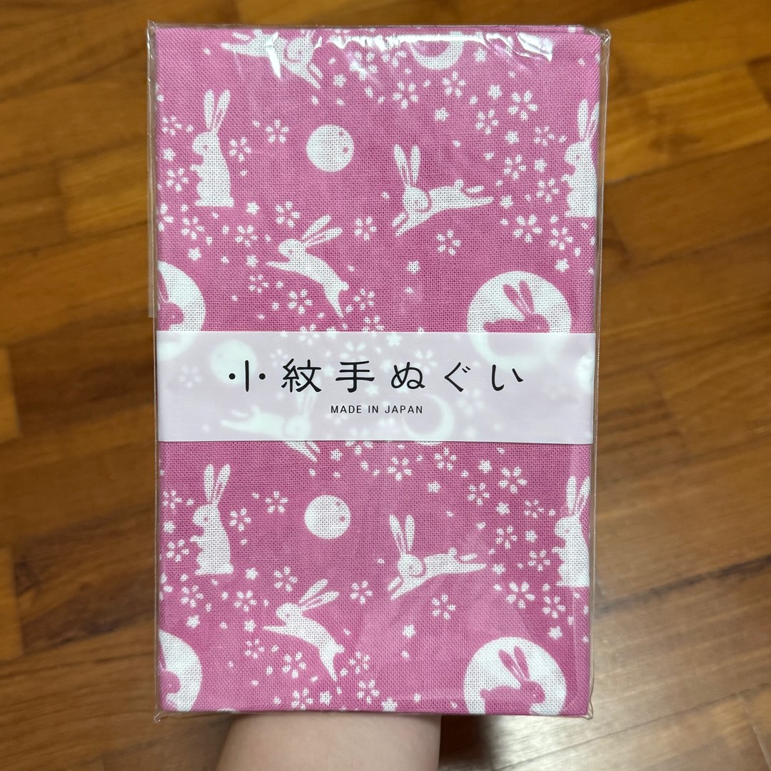 Japanese Pink Rabbit Bunny Cloth Fabric Tenugui, Hobbies & Toys ...