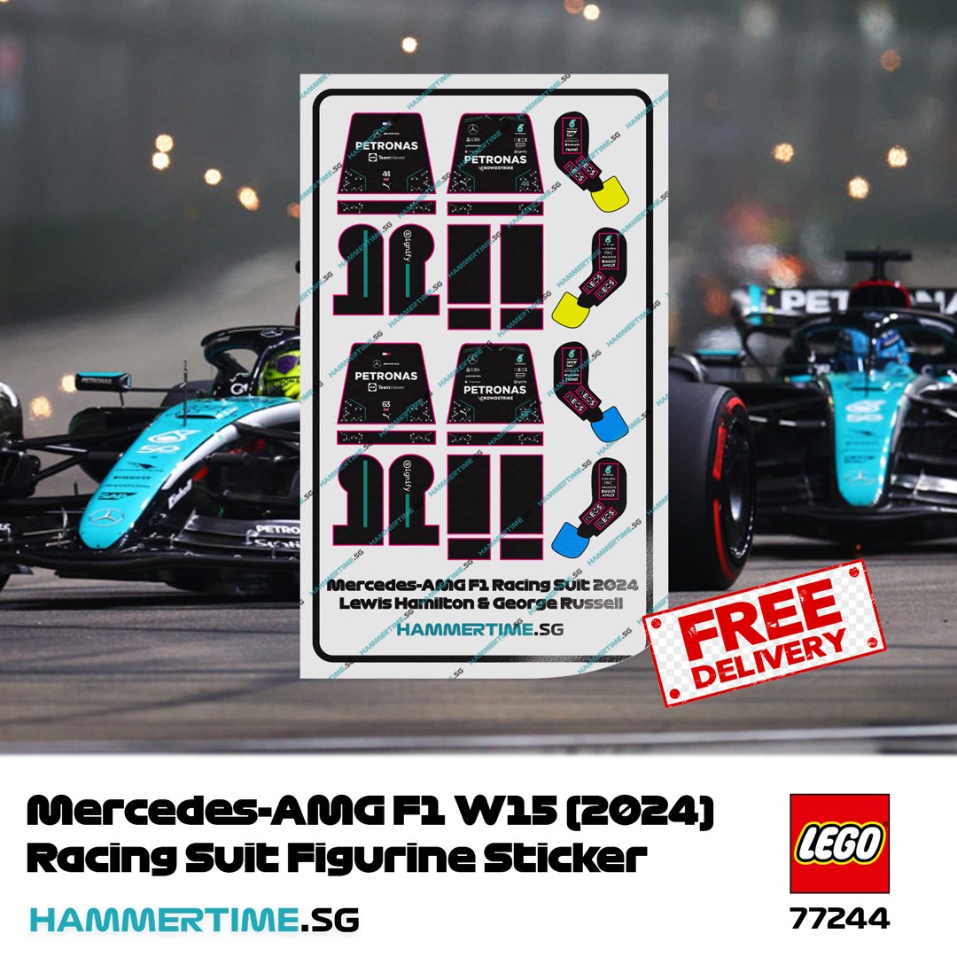 Mercedes-AMG F1 W15 MiniFig Sticker for LEGO - Lewis Hamilton & George ...