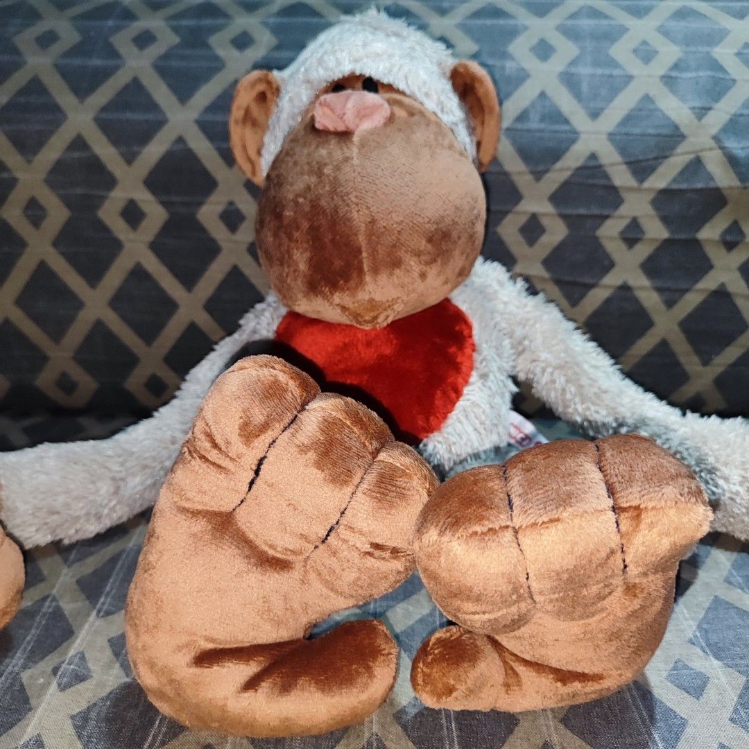 NICI Animals Monkey Love Huggable Strap Plushie Toy., Hobbies & Toys ...