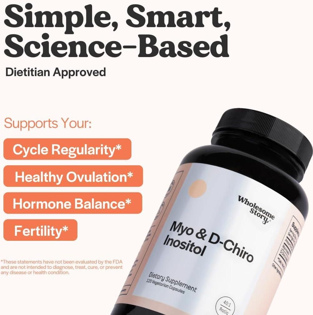 Myo-Inositol & D-Chiro Inositol Blend | 30-Day Supply | Most Beneficial 40:1 Ratio | Hormonal ...