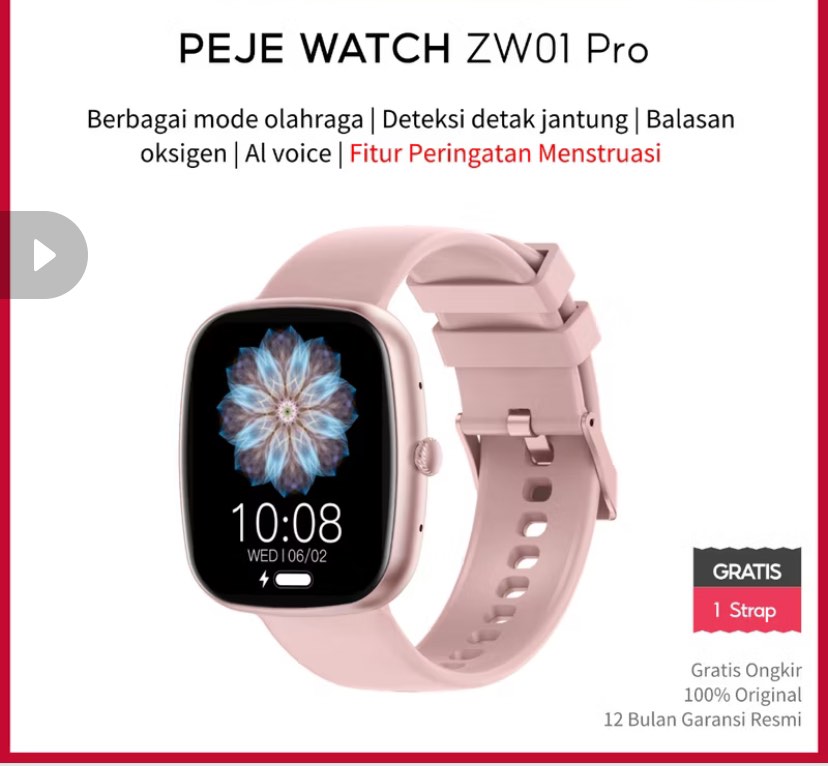 PEJE Smartwatch Wanita ZW01 Pro Lightweight Design Bluetooth Call ...